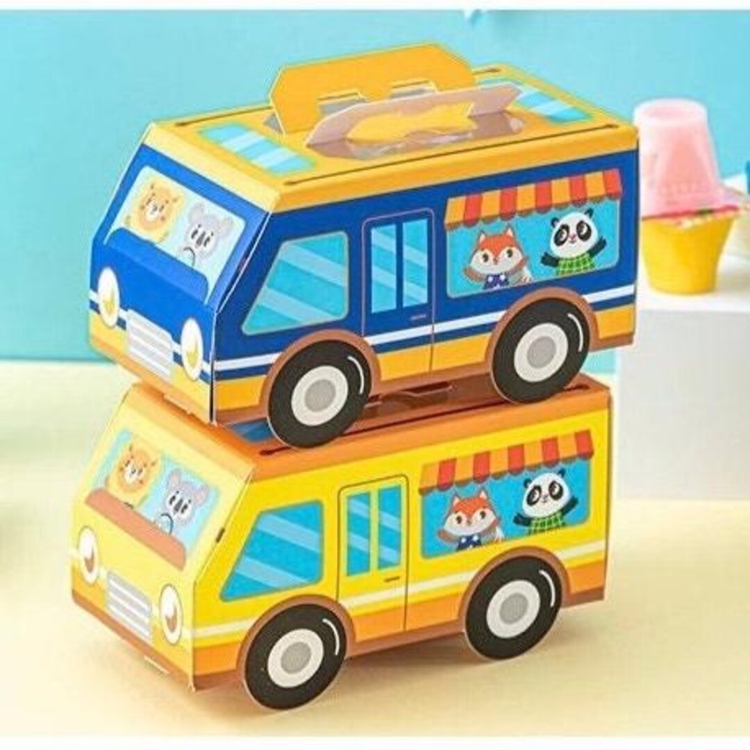 10 Pcs Bus Baking Boxes,cute Bus Gift Box With White Inserts,for Cakes ...