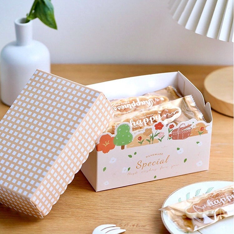 Plaid Bakery Boxes: Orange & Green Cake, Pastry, Treat Packaging (10 ...