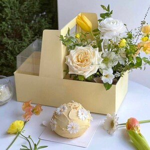 2 Sets Cake Flower Gift Boxes With 2 Pcs Small Clear Cake Boxes,for ...