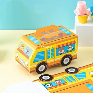 10 Sets Bus Baking Boxes,cute Bus Gift Box With White Inserts,for Cakes ...