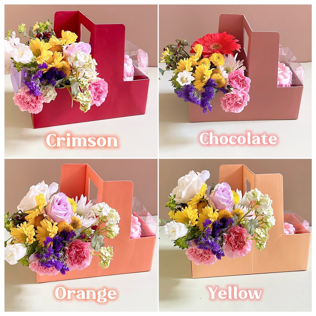 5 Sets Cake Flower Gift Boxes With 5 Pcs Small Clear Cake Boxes,for ...