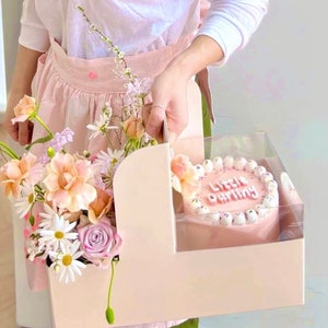 5 Sets Cake Flower Gift Boxes With 5 Pcs Small Clear Cake Boxes,for ...