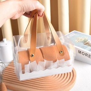 10 Sets Clear Bakery Boxes -swiss Roll Cake Box With PU Handles and ...