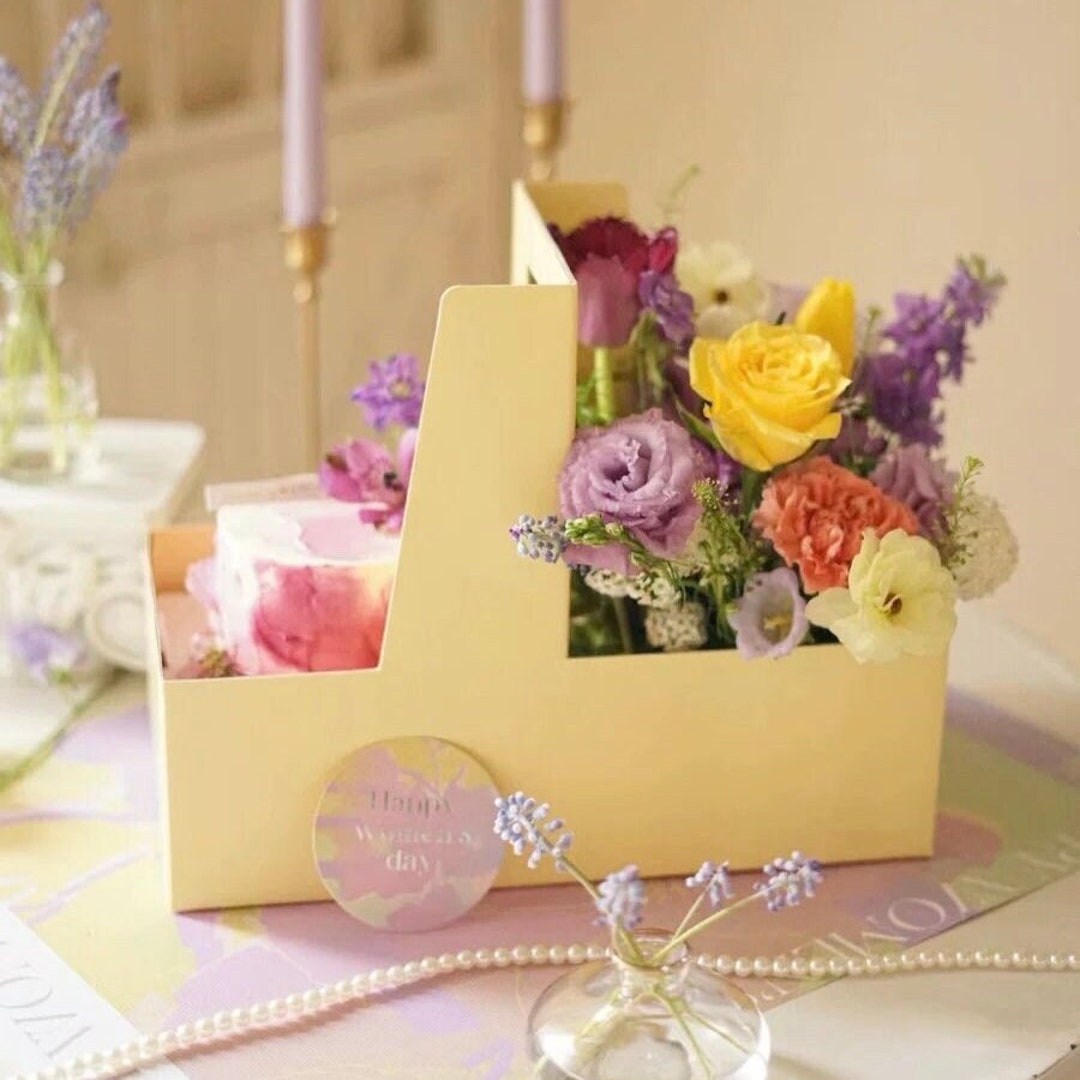 2 Sets Cake Flower Gift Boxes With 2 Pcs Small Clear Cake Boxes,for ...