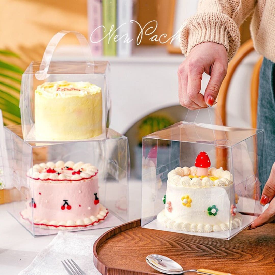 Clear Cake Boxes With Handle: Dessert & Pastry Gift Packaging (15 Sets ...