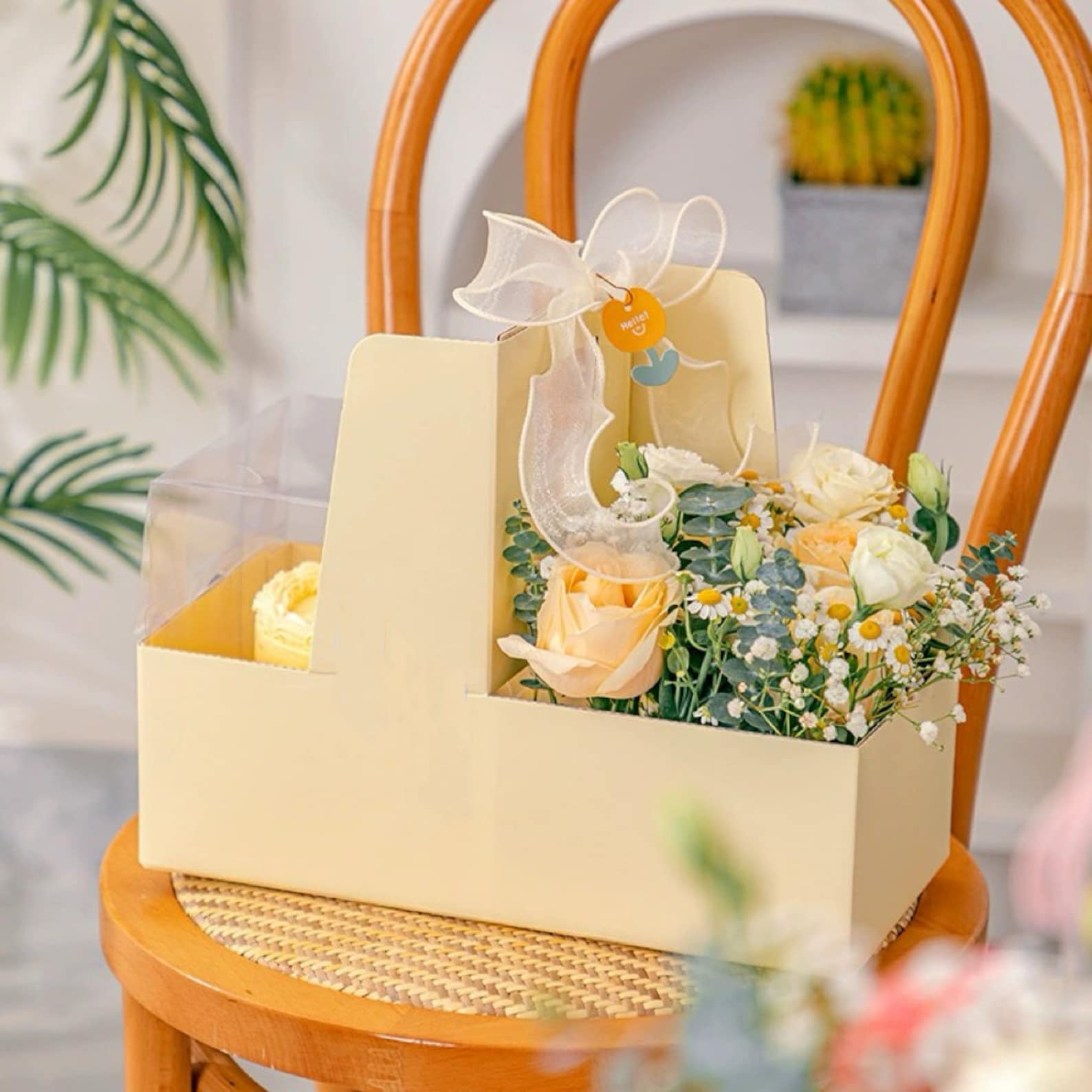 10 Sets Cake Flower Gift Boxes With 10 Pcs Small Clear Cake Boxes,for ...