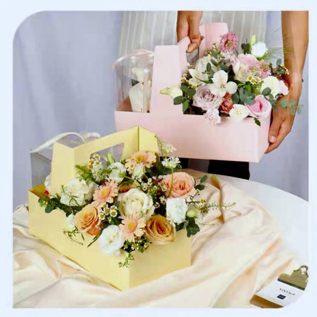 6 Sets Cake Flower Gift Boxes With 6 Pcs Small Clear Cake Boxes,for ...