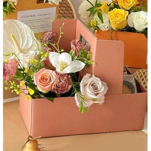 2 Sets Cake Flower Gift Boxes With 2 Pcs Small Clear Cake Boxes,for ...