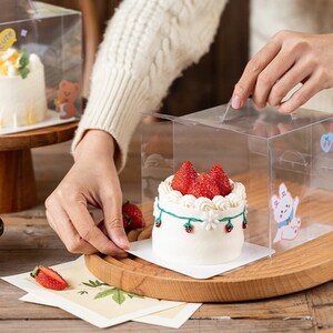 20 Sets Clear Cake Boxes With Handles and White Cake Boards-6.3’’x6.3 ...