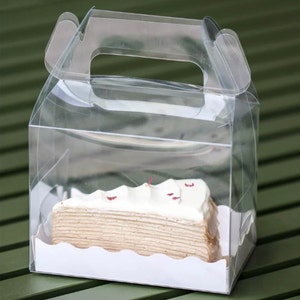 5 Sets Clear Bakery Boxes-swiss Roll Cake Box With Handle & White ...