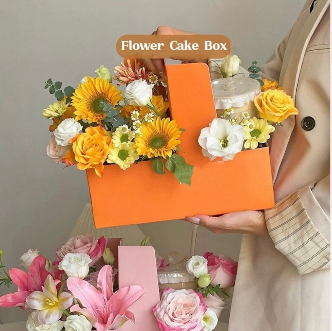 10 Sets Cake Flower Gift Boxes With 10 Pcs Small Clear Cake Boxes,for ...