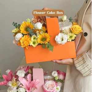 10 Sets Cake Flower Gift Boxes With 10 Pcs Small Clear Cake Boxes,for ...