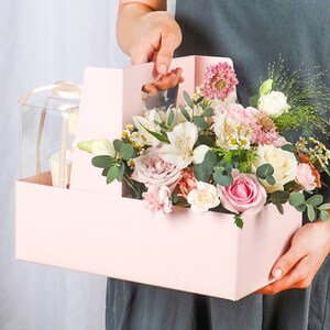 2 Sets Cake Flower Gift Boxes With 2 Pcs Small Clear Cake Boxes,for ...