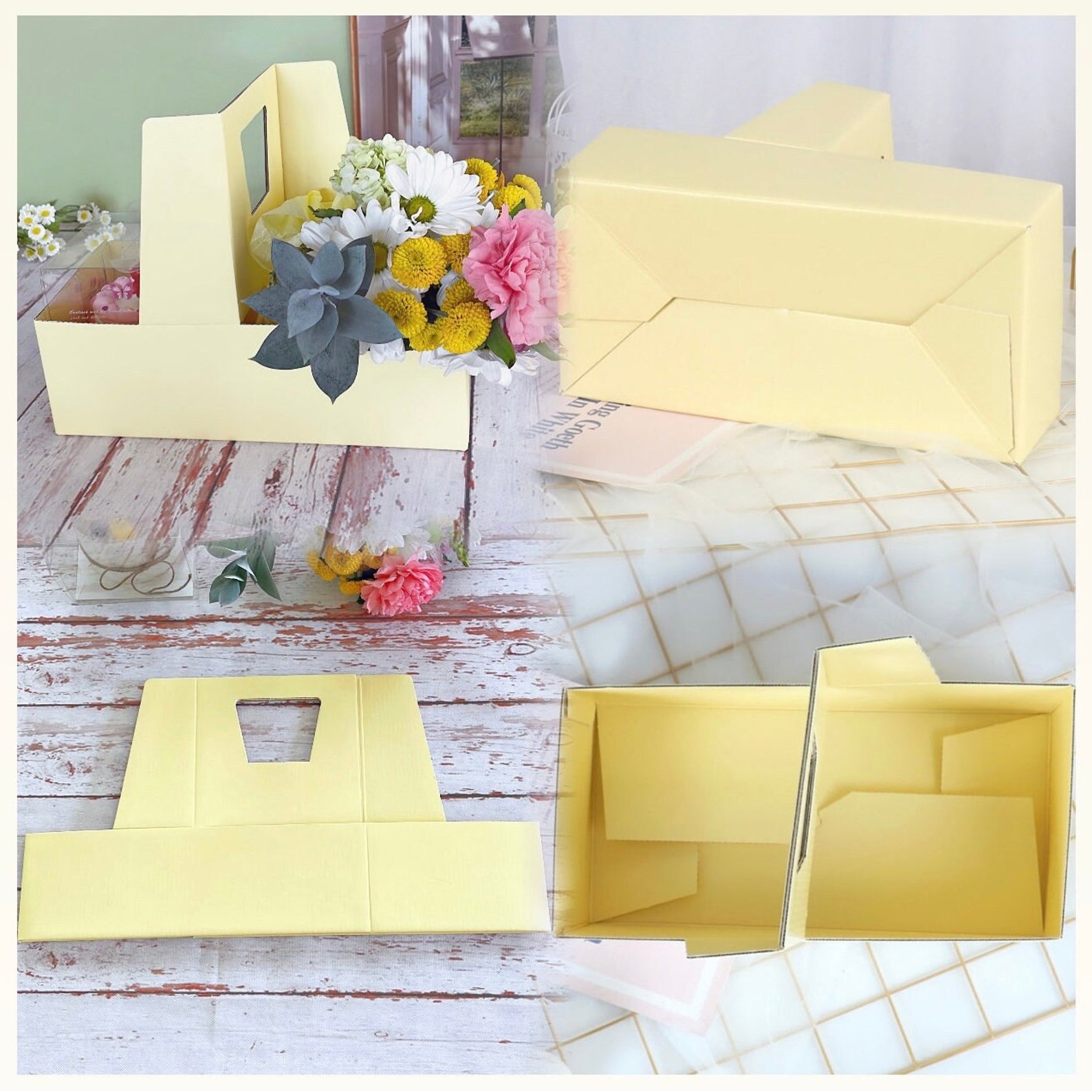 10 Sets Cake Flower Gift Boxes With 10 Pcs Small Clear Cake Boxes,for ...