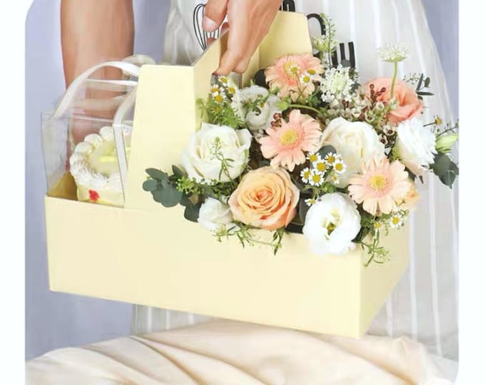 6 Sets Cake Flower Gift Boxes With 6 Pcs Small Clear Cake Boxes,for ...