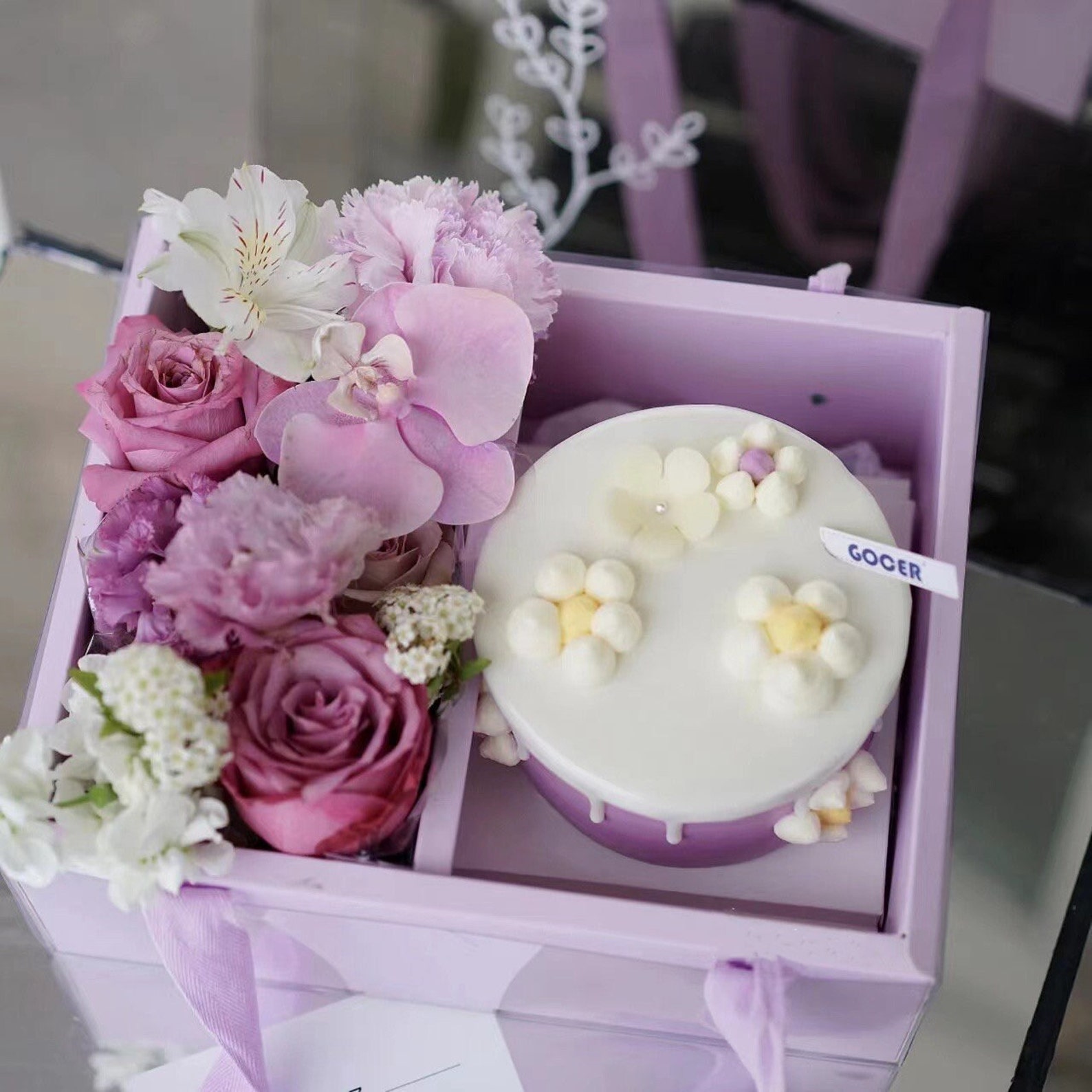 2 Sets Cake Flower Boxes With 2 Pcs Small Clear Cake Boxes,gift Box ...