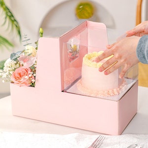 5 Sets Cake Flower Gift Boxes With 5 Pcs Small Clear Cake Boxes,for ...