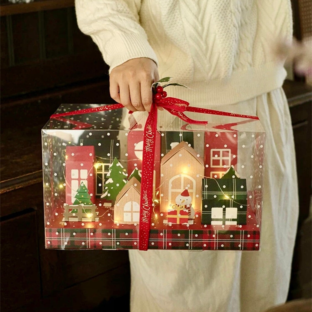 2 Sets Christmas Boxes With Clear Lids(each Set of Box Includes 8 Pcs ...