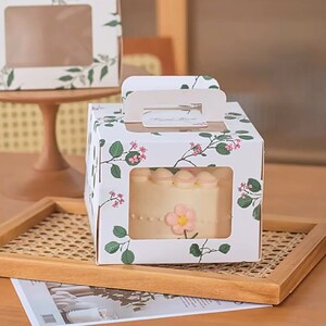 2 Sets 5.5lx5.5wx4.5h Cake Boxes With Cake Boards.bakery Box With Clear ...