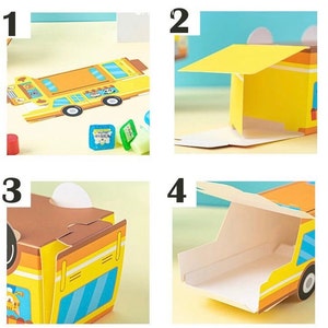 10 Sets Bus Baking Boxes,cute Bus Gift Box With White Inserts,for Cakes ...