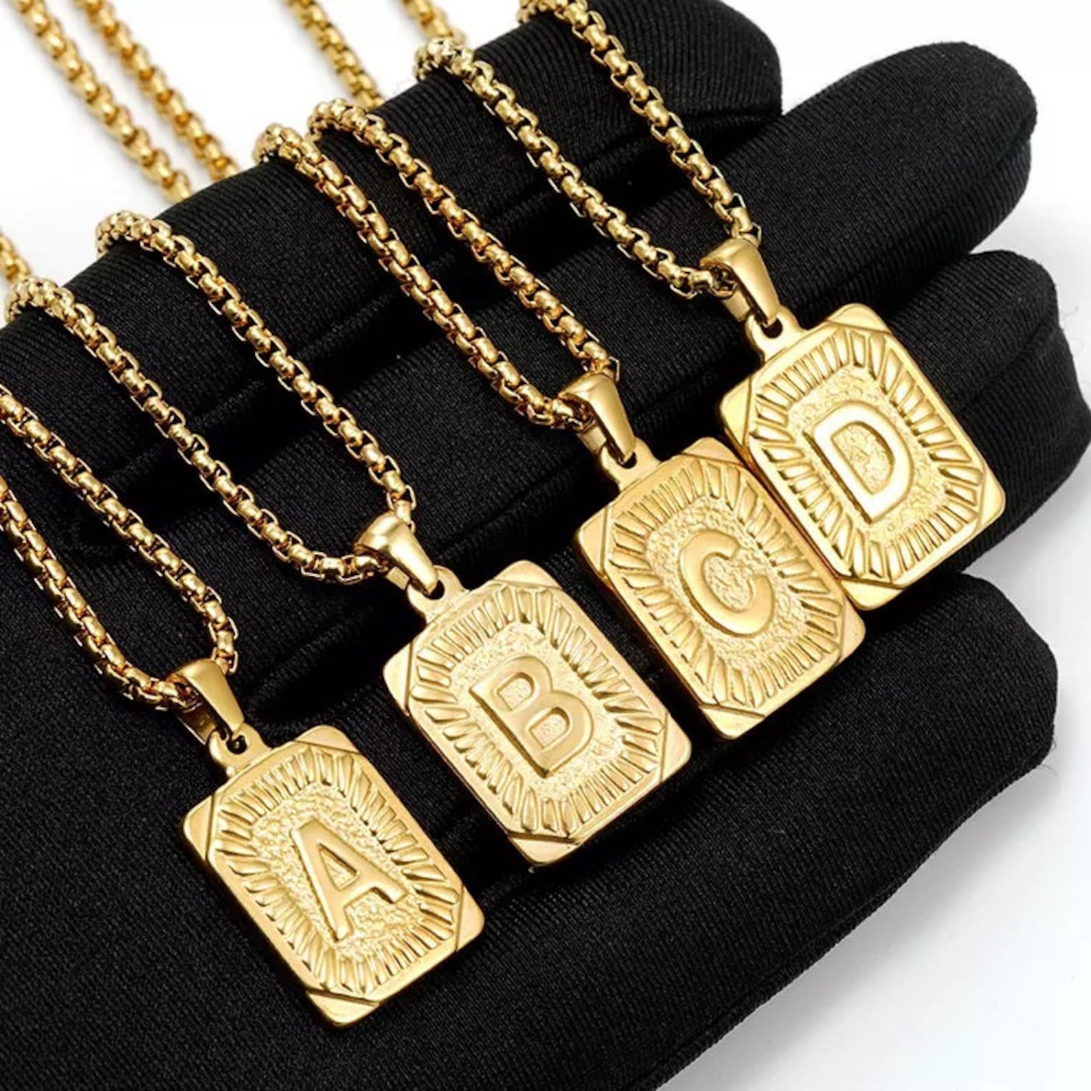 18K Gold Plated Unisex Initial Letter Necklace Chain A-Z 4 - Etsy