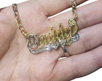 Personalized 14K Gold Plated Single Plate Name Necklace - Etsy