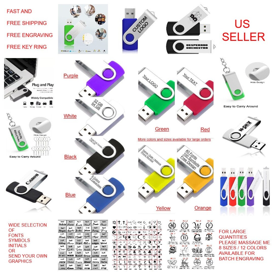 Custom USB Drive Personalized Metal & Plastic USB Flash Drive Photo ...