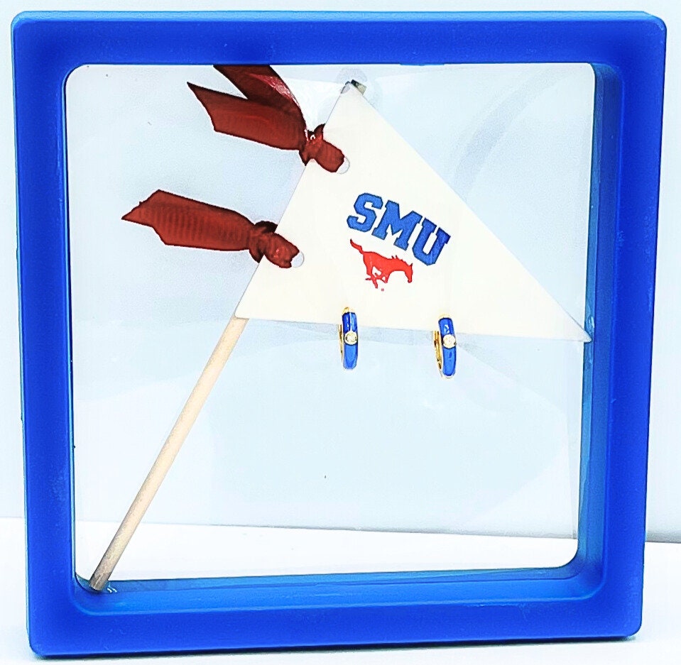 SMU Red Huggie Hoop Earrings on SMU Mustangs Pennant Flag - Etsy