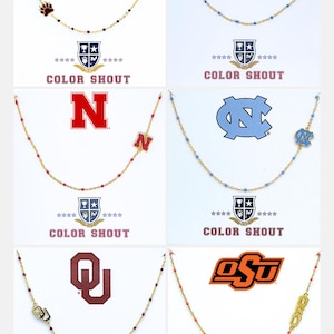The College Necklace: Side Set College Logo Enamel Bead Necklace - Etsy