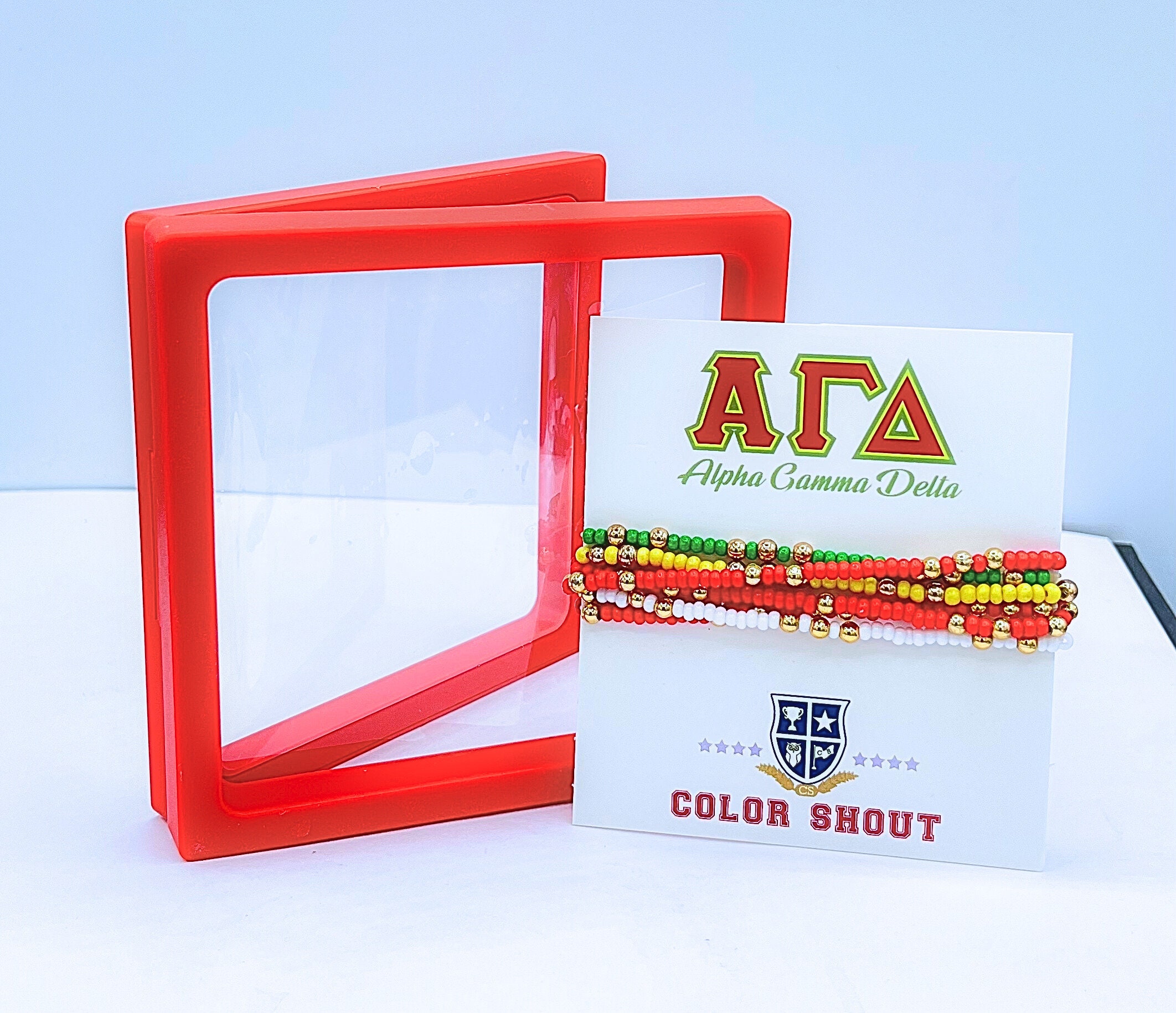 Alpha Gamma Delta Colors Stack: Set of 6 Beaded Stretch Bracelets - Etsy