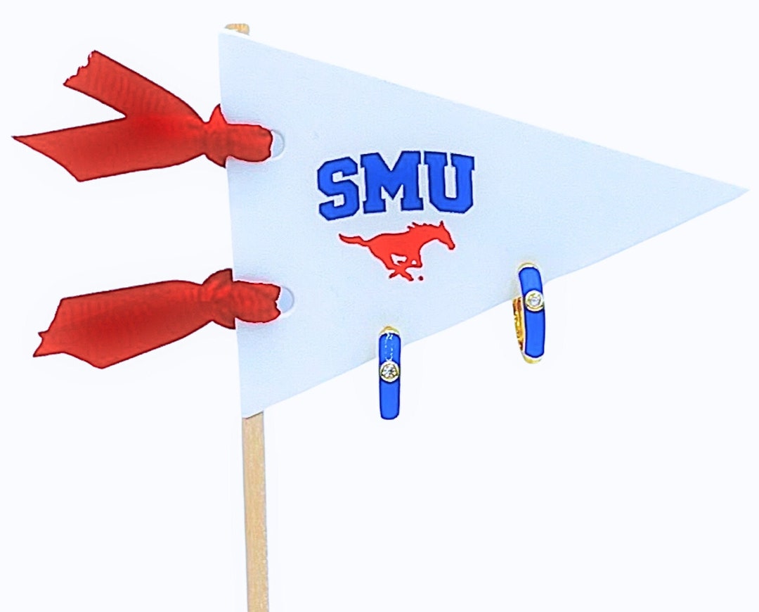 SMU Red Huggie Hoop Earrings on SMU Mustangs Pennant Flag - Etsy