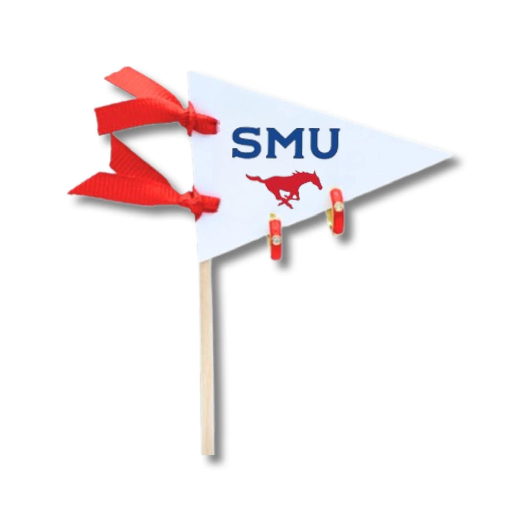 SMU Red Huggie Hoop Earrings on SMU Mustangs Pennant Flag - Etsy