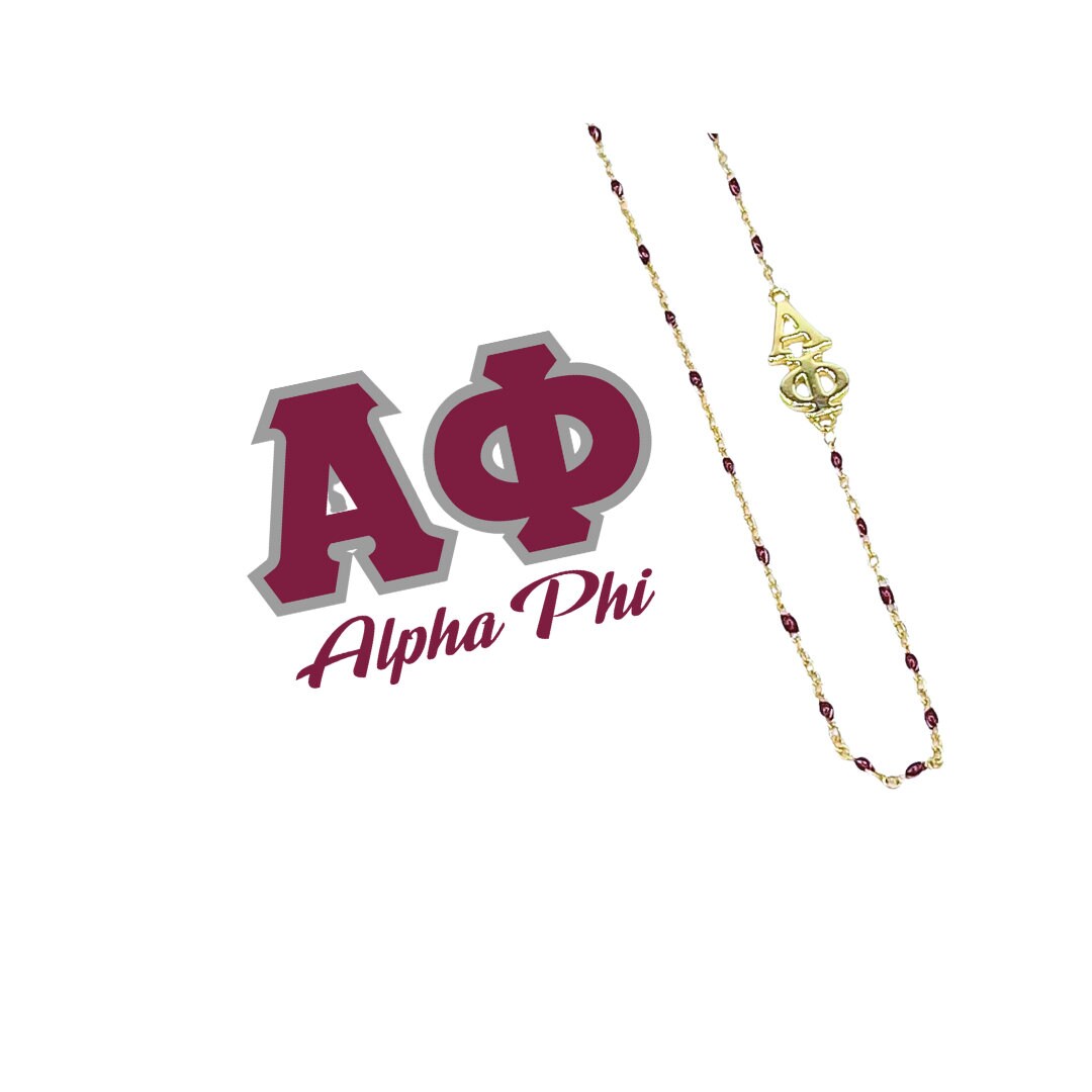 The Alpha Phi Necklace: Side Set ΑΦ Enamel Bead Necklace - Etsy