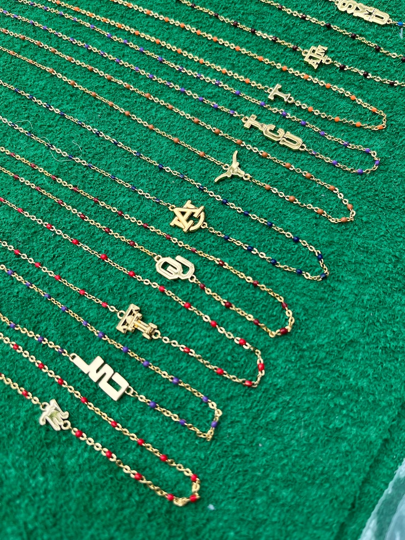The College Necklace: Side Set College Logo Enamel Bead Necklace - Etsy