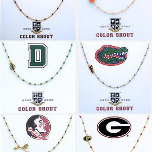 The College Necklace: Side Set College Logo Enamel Bead Necklace - Etsy