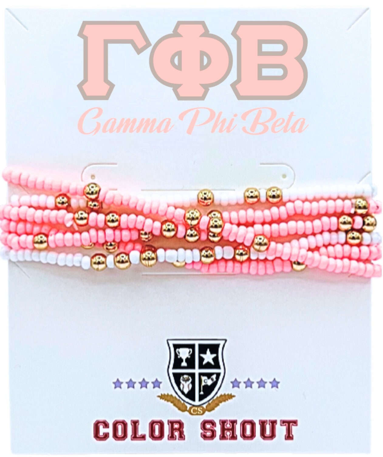 Gamma Phi Beta Colors Stack: Set of 6 Beaded Stretch Bracelets - Etsy