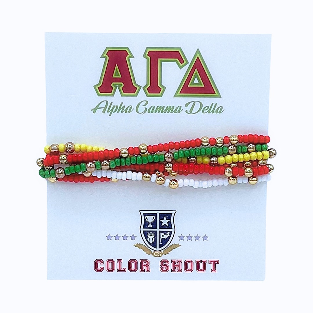 Alpha Gamma Delta Colors Stack: Set of 6 Beaded Stretch Bracelets - Etsy