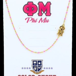 The Phi Mu Necklace: Side Set ΦΜ Enamel Bead Necklace - Etsy