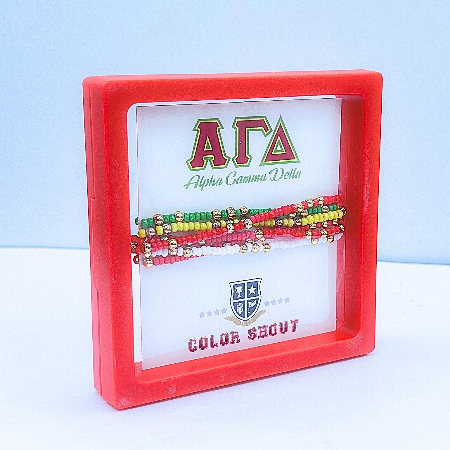 Alpha Gamma Delta Colors Stack: Set of 6 Beaded Stretch Bracelets - Etsy