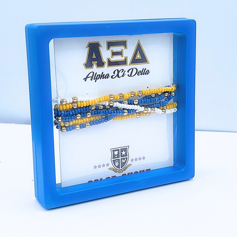 Alpha Xi Delta Colors Stack: Set of 6 Beaded Stretch Bracelets - Etsy