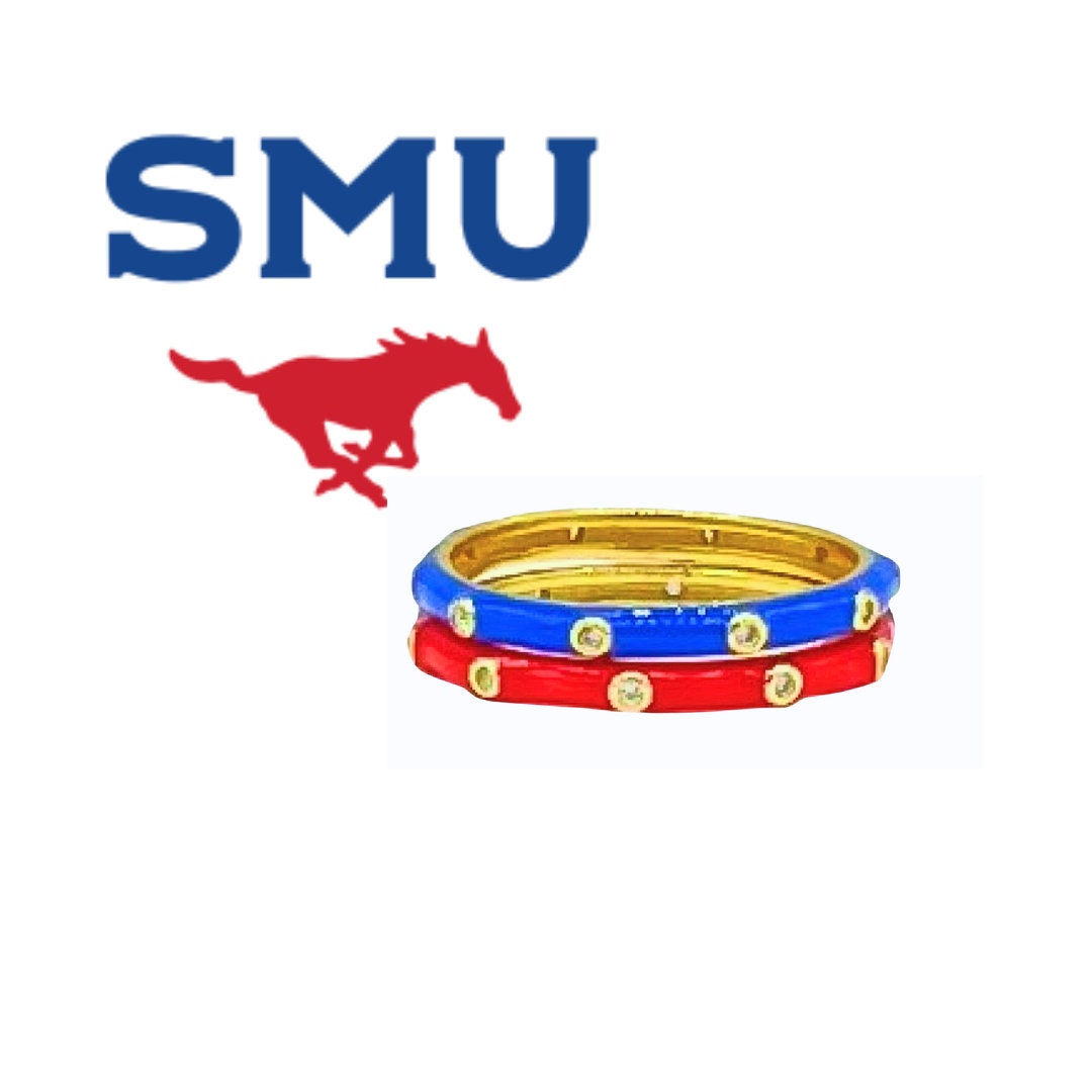 SMU Stack Rings: Set of 2 Enamel Stack Rings in Red and Blue - Etsy