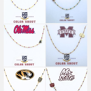 The College Necklace: Side Set College Logo Enamel Bead Necklace - Etsy