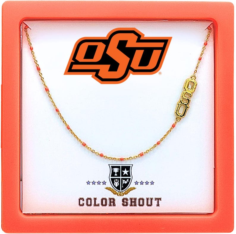 The Oklahoma State Cowboys Necklace: Side Set OSU Logo on Enamel Bead ...