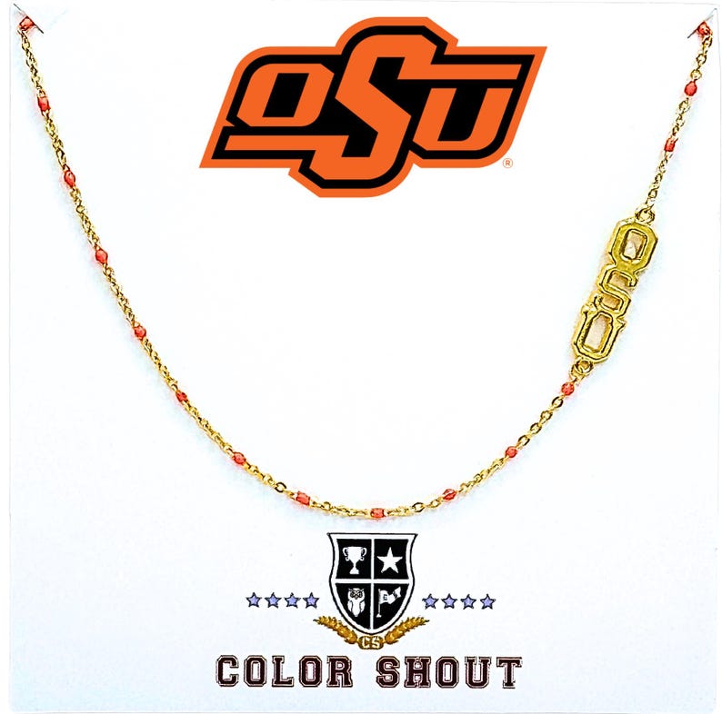 The Oklahoma State Cowboys Necklace: Side Set OSU Logo on Enamel Bead ...