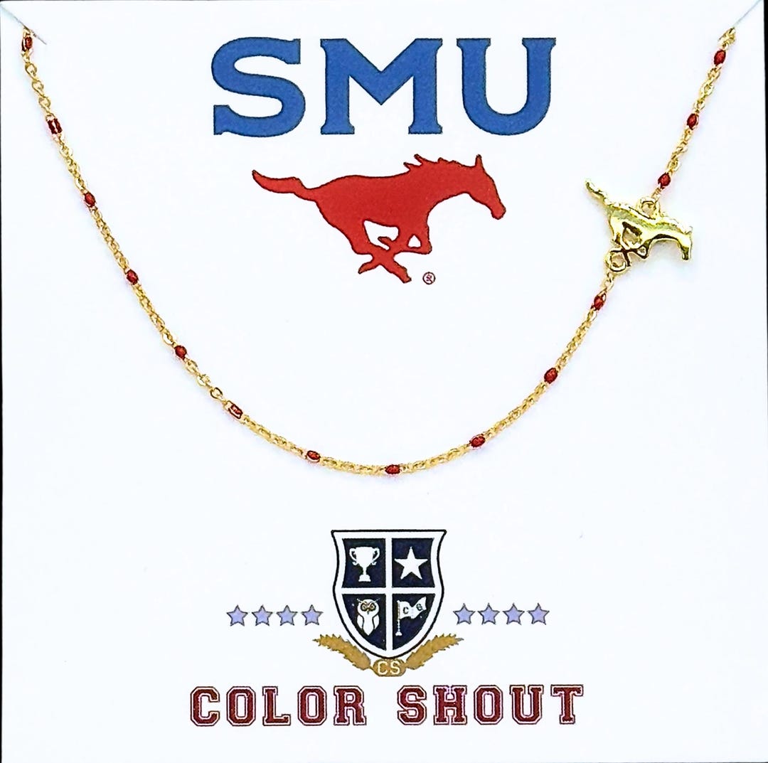 The SMU Pony Necklace: Side Set SMU Pony Enamel Bead Necklace - Etsy
