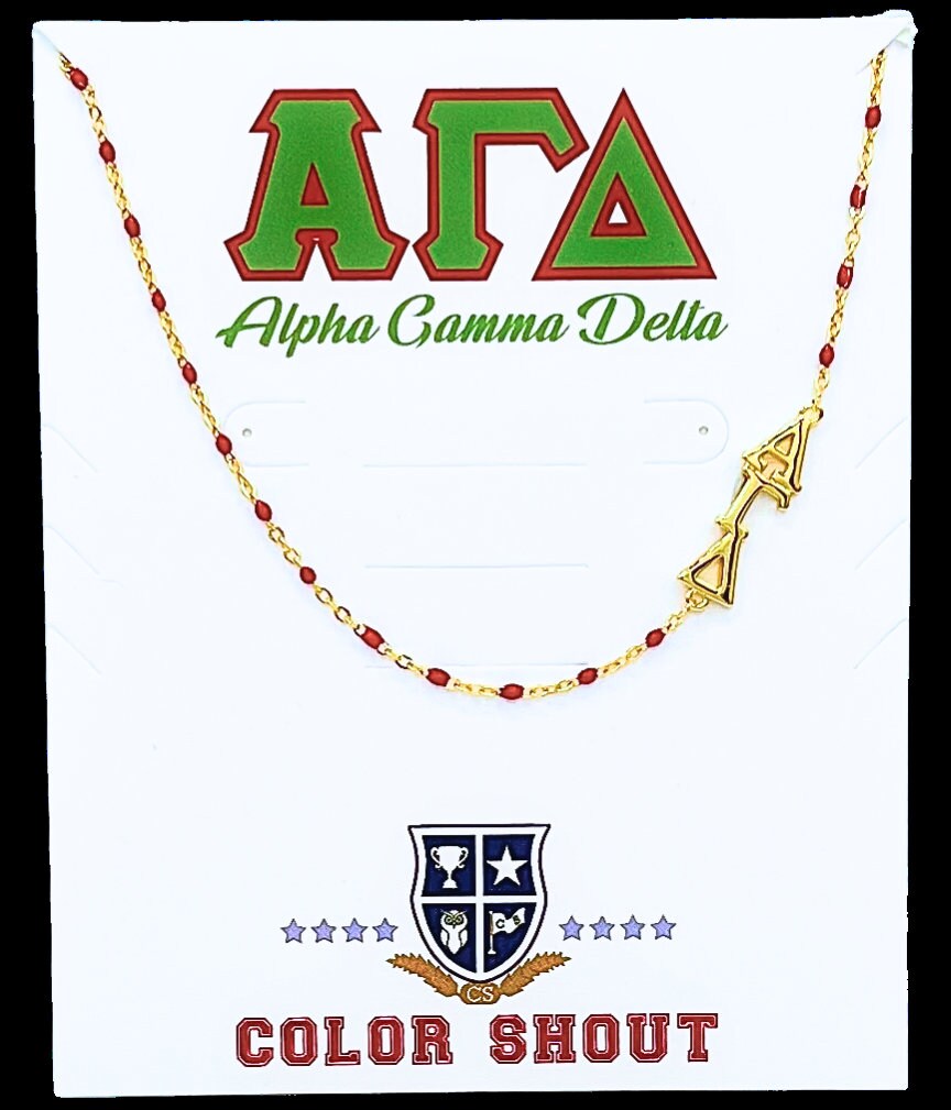 The Alpha Gamma Delta Necklace: Side Set ΑΓΔ Enamel Bead - Etsy