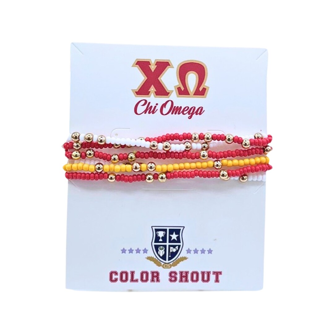 Chi Omega Colors Stack: Set of 6 Beaded Stretch Bracelets - Etsy