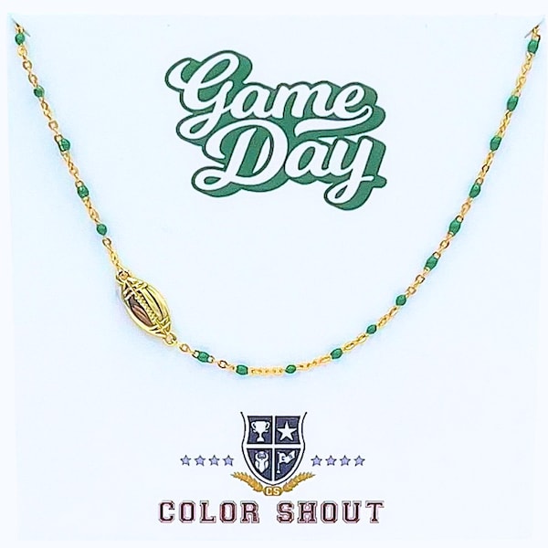 Green Football Necklace - Etsy