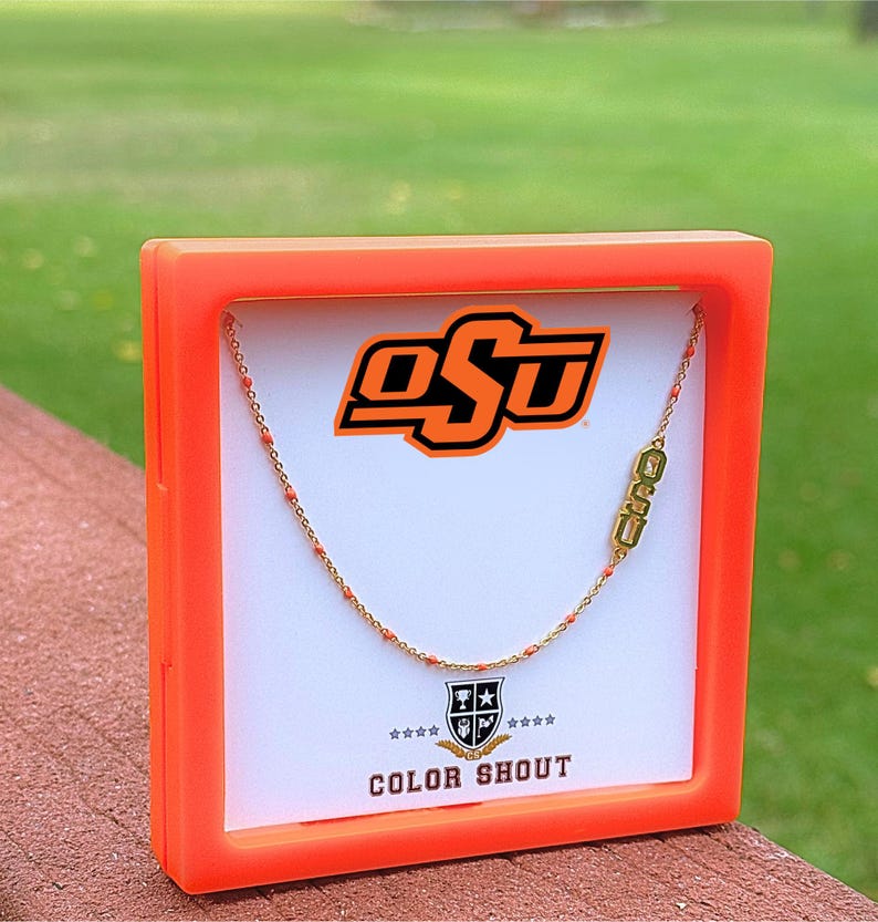 The Oklahoma State Cowboys Necklace: Side Set OSU Logo on Enamel Bead ...