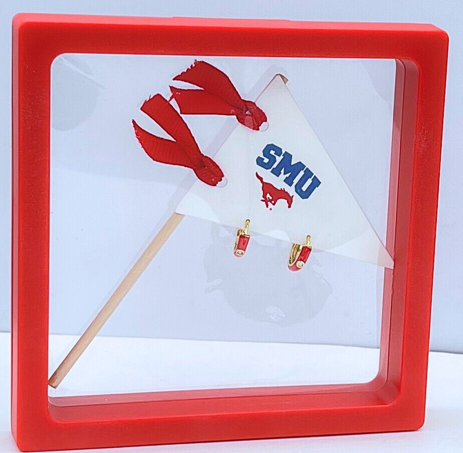 SMU Red Huggie Hoop Earrings on SMU Mustangs Pennant Flag - Etsy